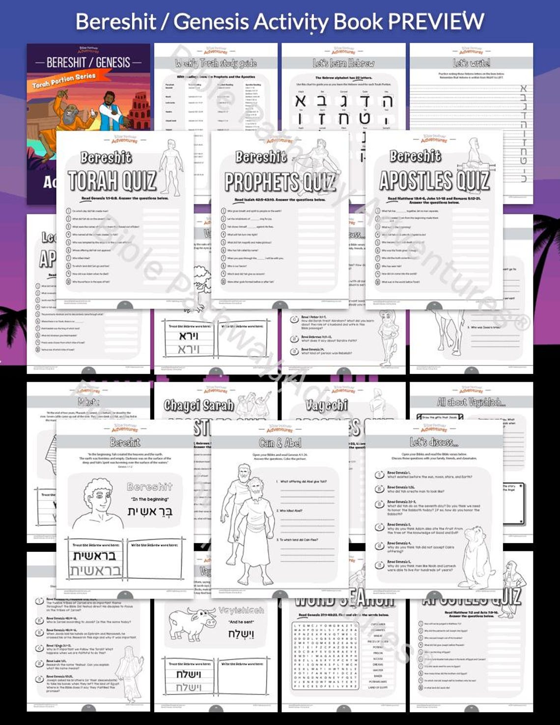 Bereshit | Genesis Torah Portion Activity Book - Etsy