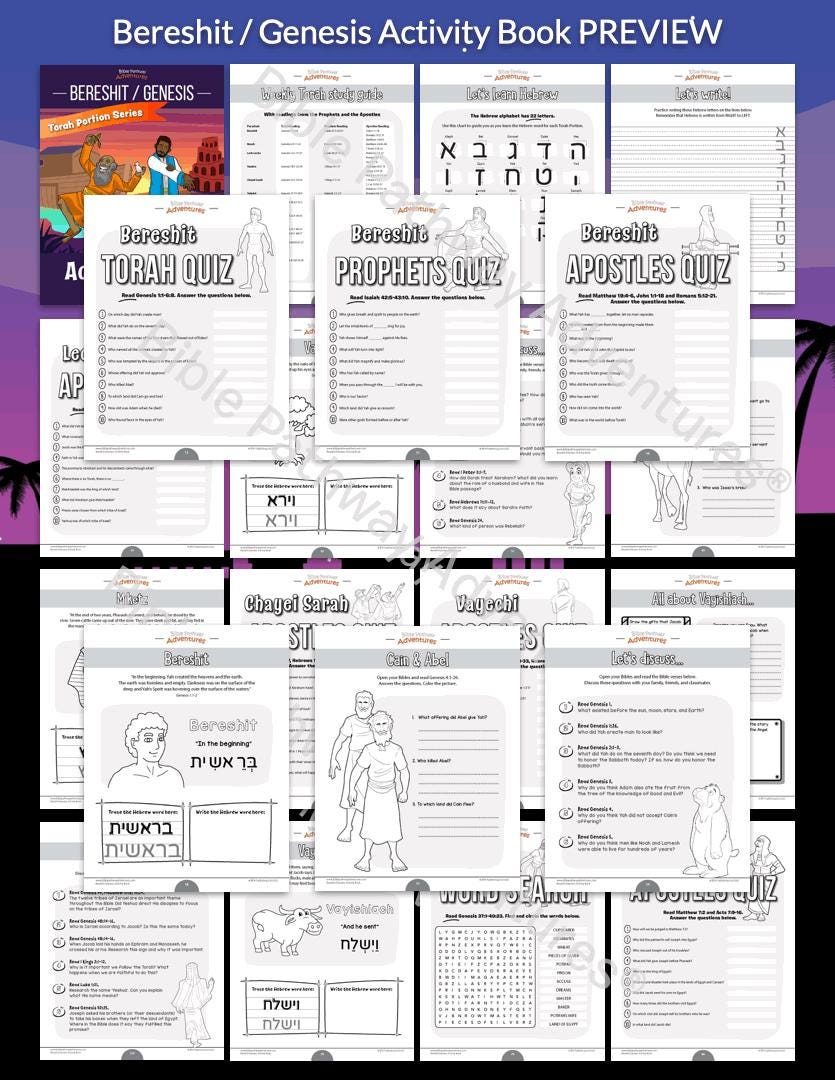 Bereshit | Genesis Torah Portion Activity Book - Etsy