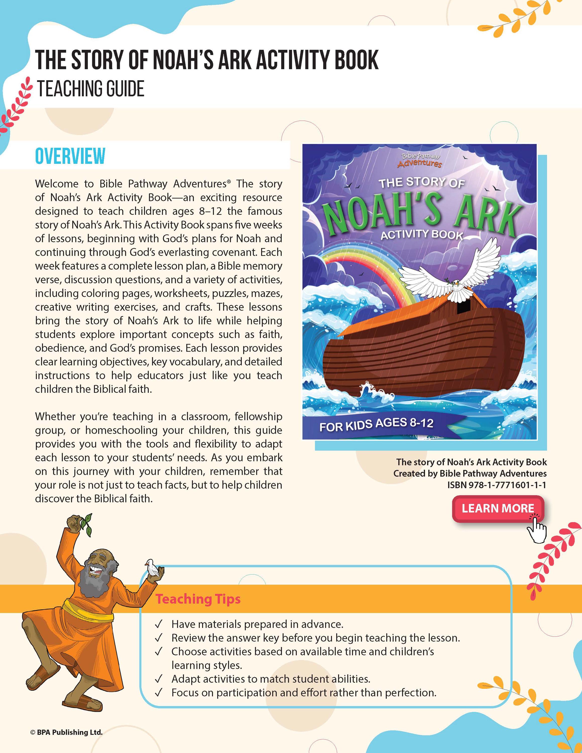 Noah's Ark Coloring Activity Book - Etsy