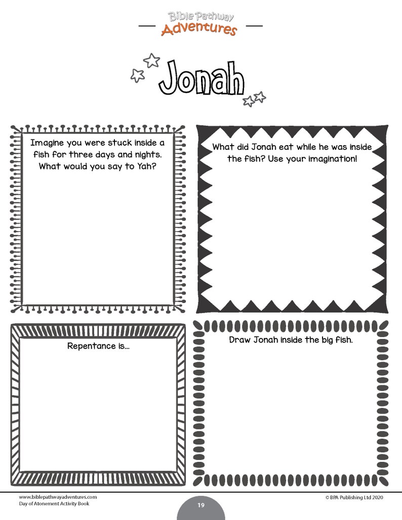 Day of Atonement Activity Book | Etsy