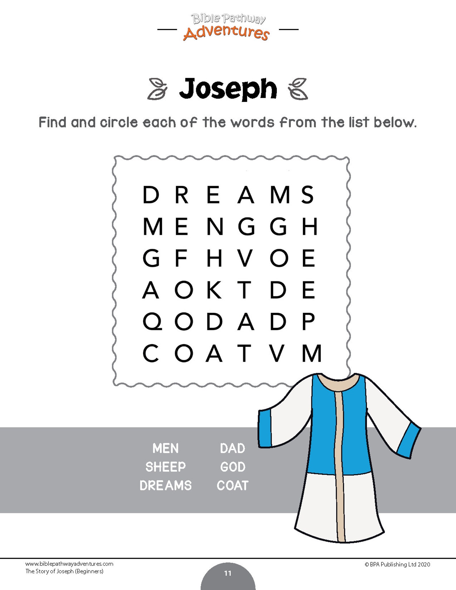 The Story of Joseph Activity Book for Beginners - Etsy