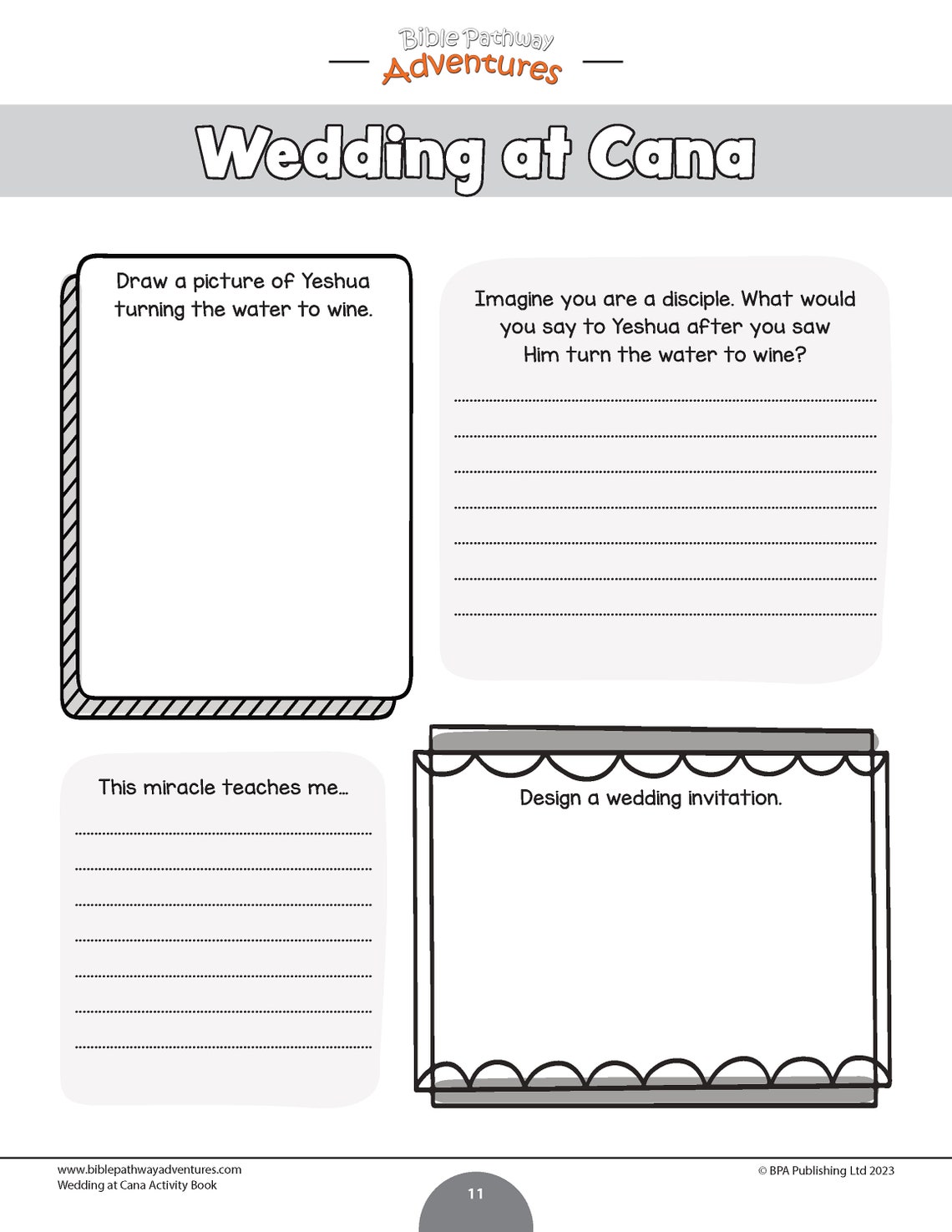 Bible Miracles: Wedding at Cana Activity Book - Etsy