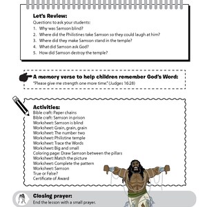 The Story of Samson Activity Book for Beginners - Etsy