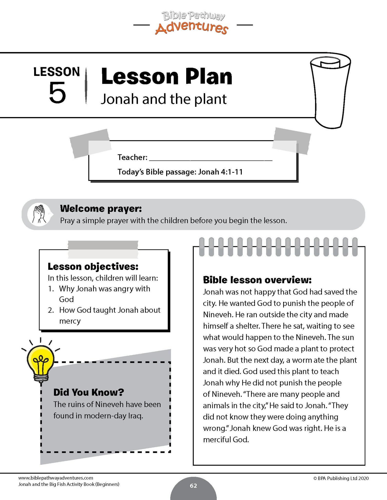 Jonah and the Big Fish Activity Book for Beginners - Etsy