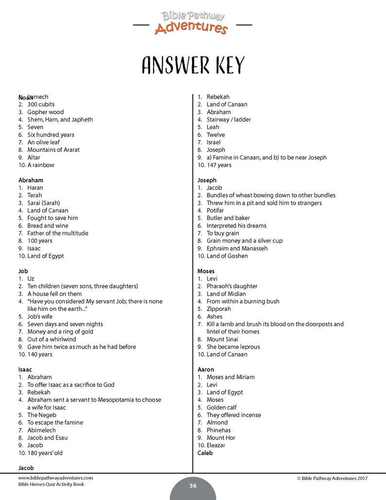 Bible Heroes Quiz Book | Etsy