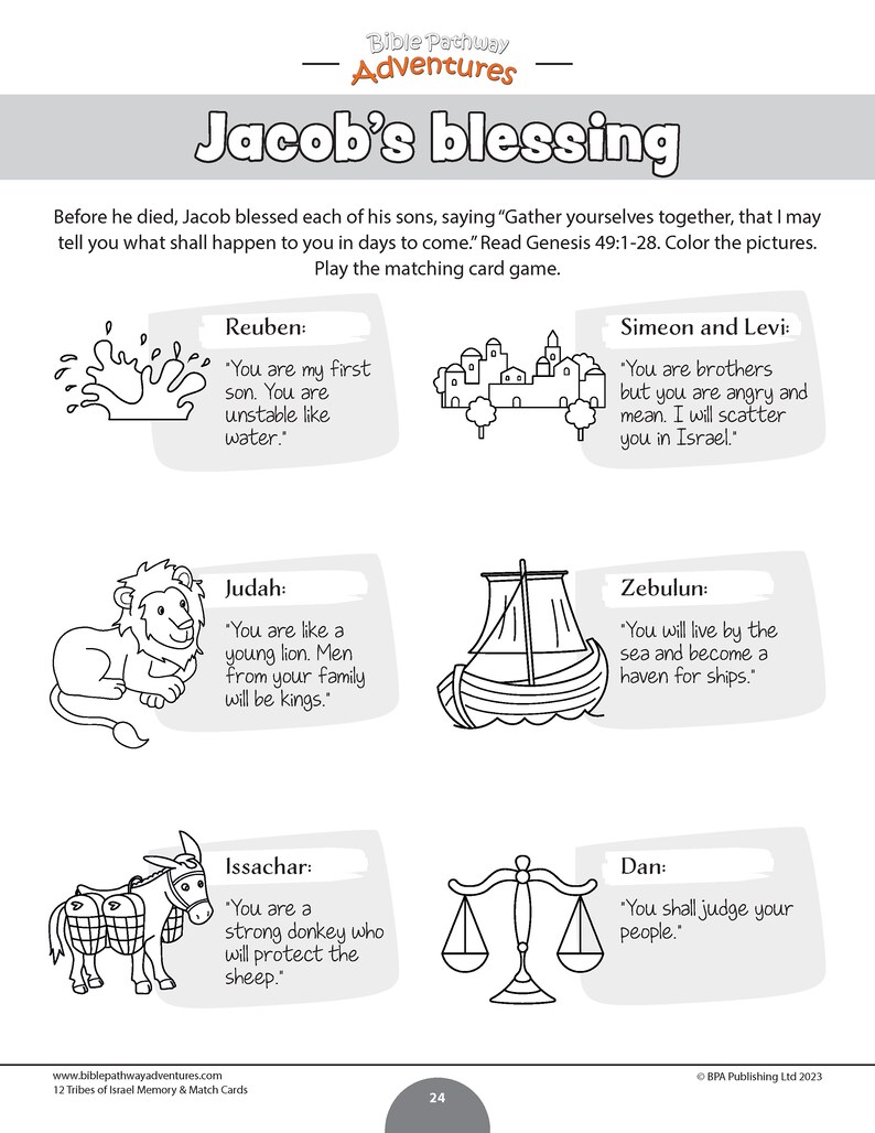 12 Tribes of Israel Memory & Match Cards (Download Now) - Etsy