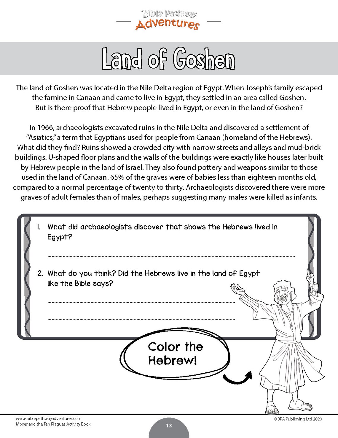 Moses and the Ten Plagues | Printable Activity Book - Etsy