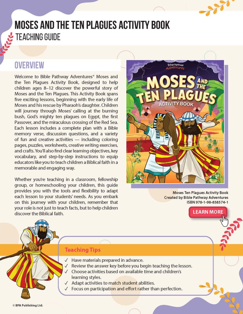 Moses and the Ten Plagues | Printable Activity Book - Etsy
