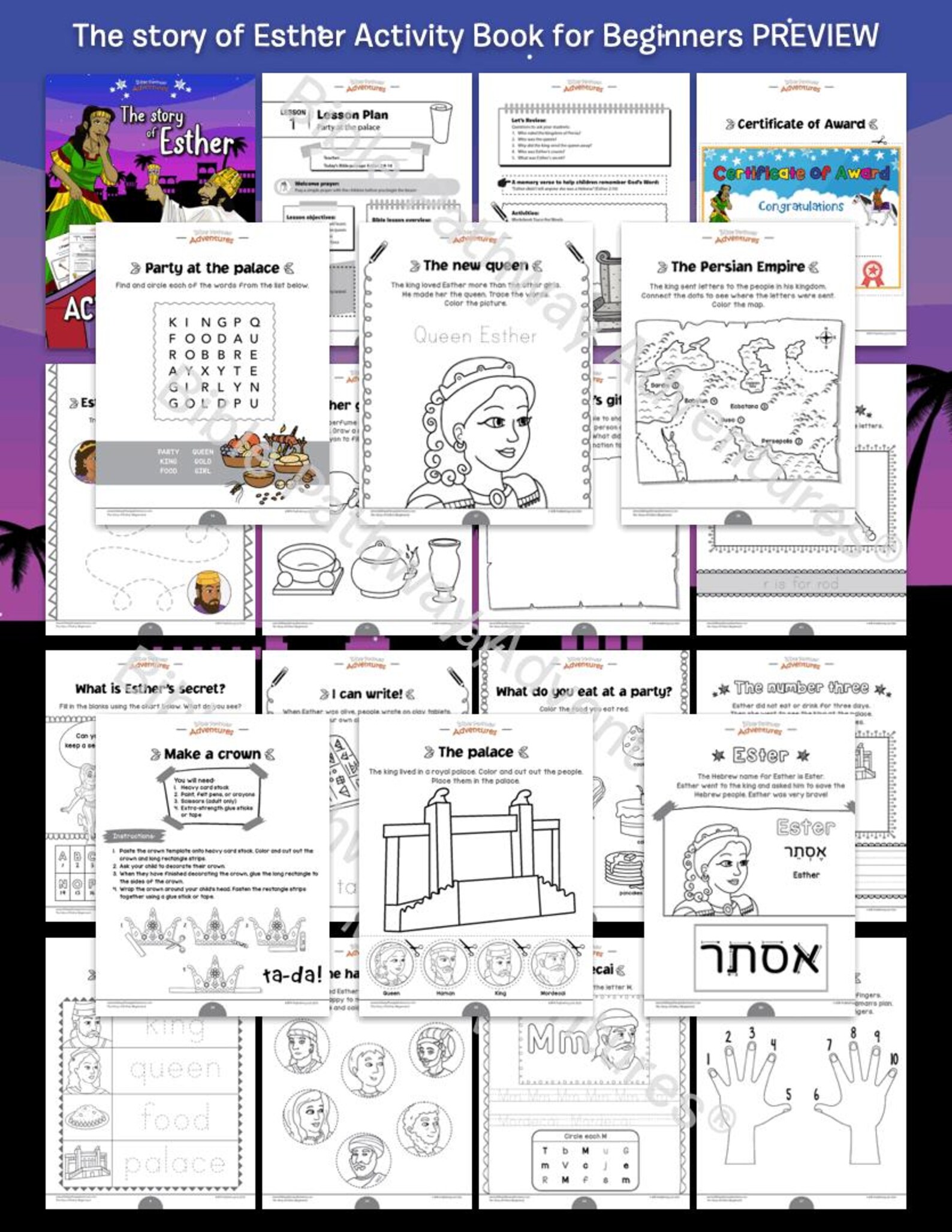 The Story of Esther Activity Book for Beginners - Etsy