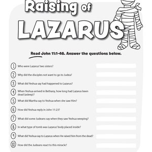 Bible Miracles: Raising of Lazarus Activity Book - Etsy