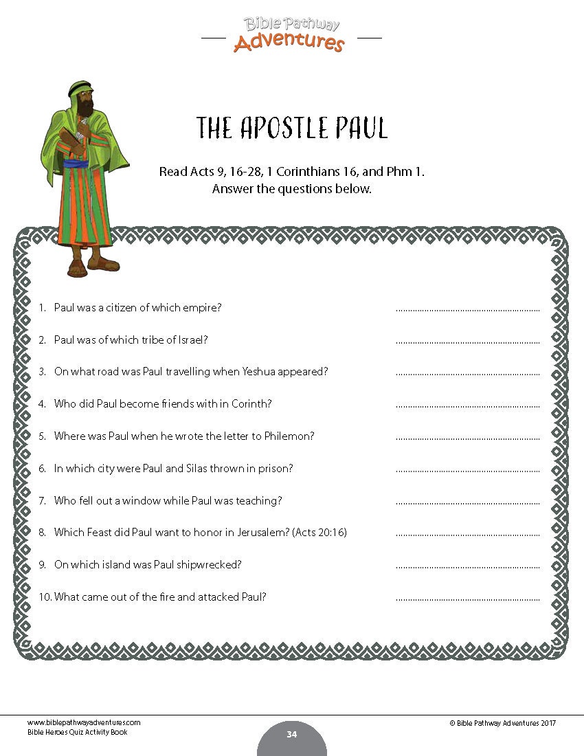 Bible Heroes Quiz Book - Etsy