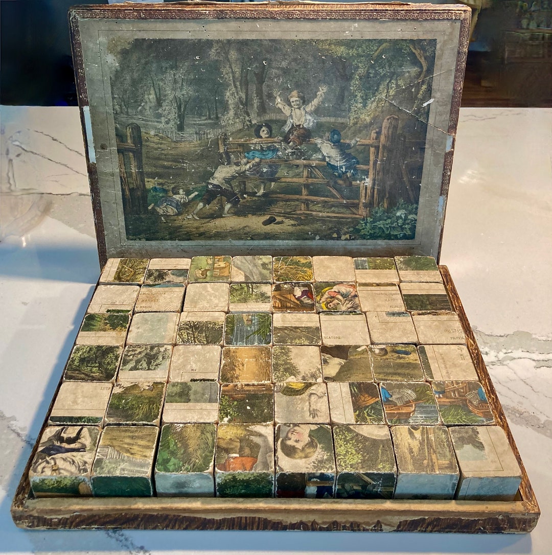 Large Magnificent Complete 19th Century German Cube Block Puzzle 6 ...