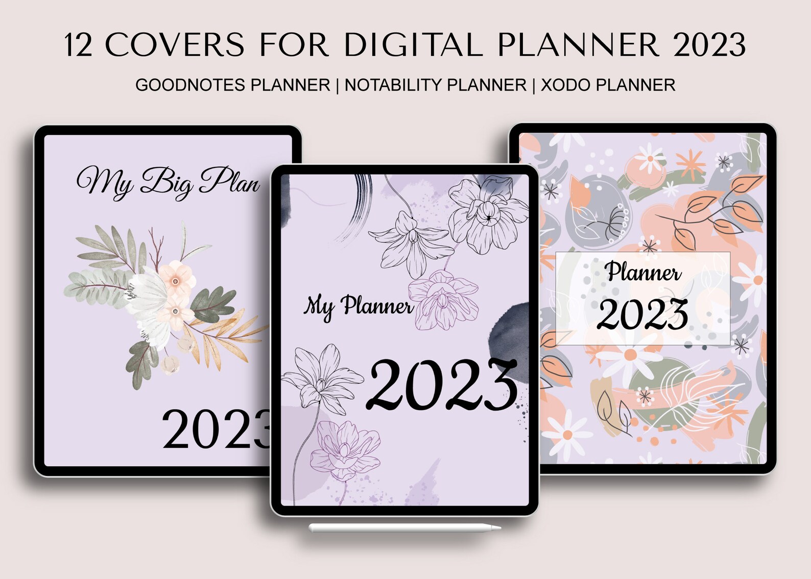 12 Digital Purple Theme Planner Covers, Goodnotes, Notability, Xodo ...