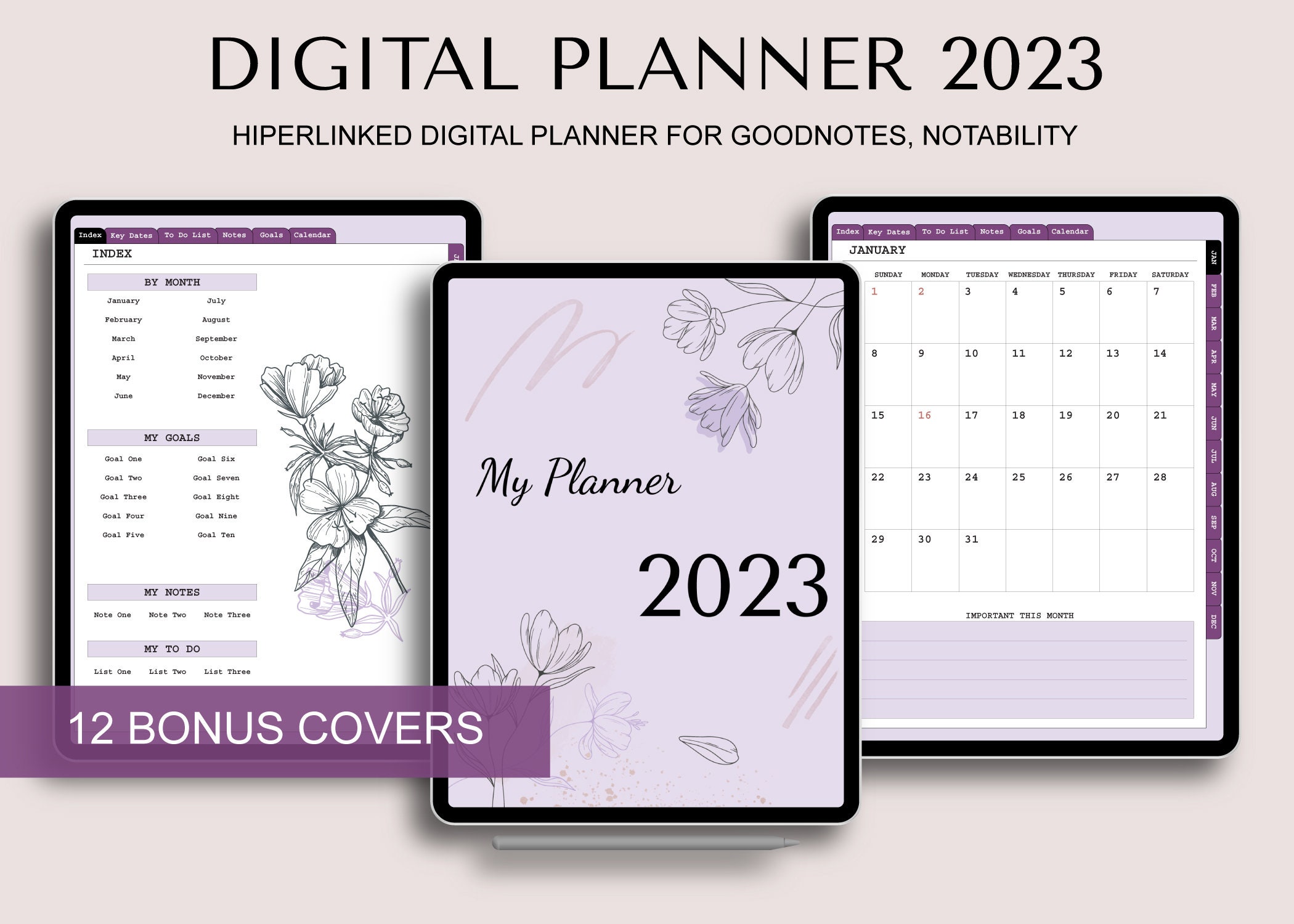 Dated Digital Purple Theme Planner 2023 Daily, Weekly & Monthly Planner ...