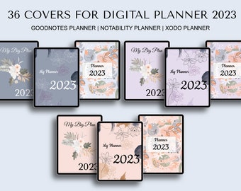 Digital Planner Covers 2023: 12 Aesthetic Blue-gray Theme Templates for ...