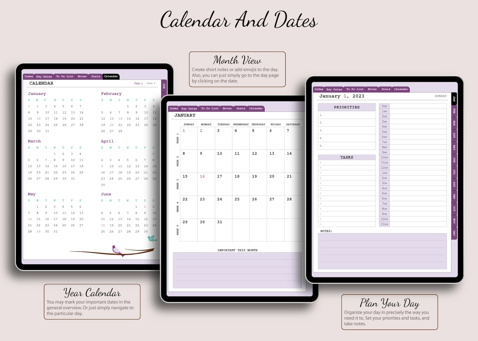 Dated Digital Purple Theme Planner 2023 Daily, Weekly & Monthly Planner ...
