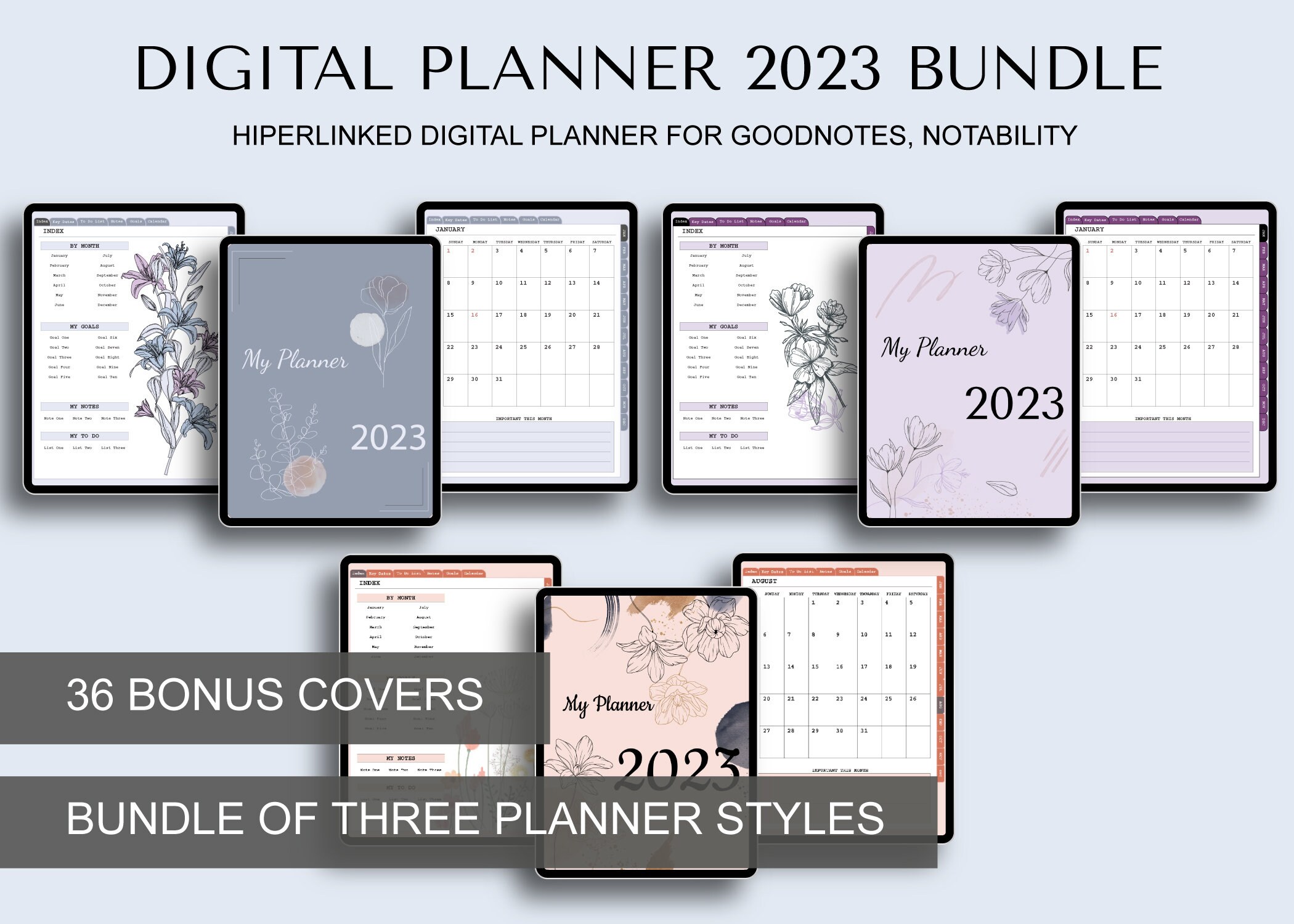 Dated Digital Planner 2023 Bundle 3 Style Themes for Daily, Weekly ...