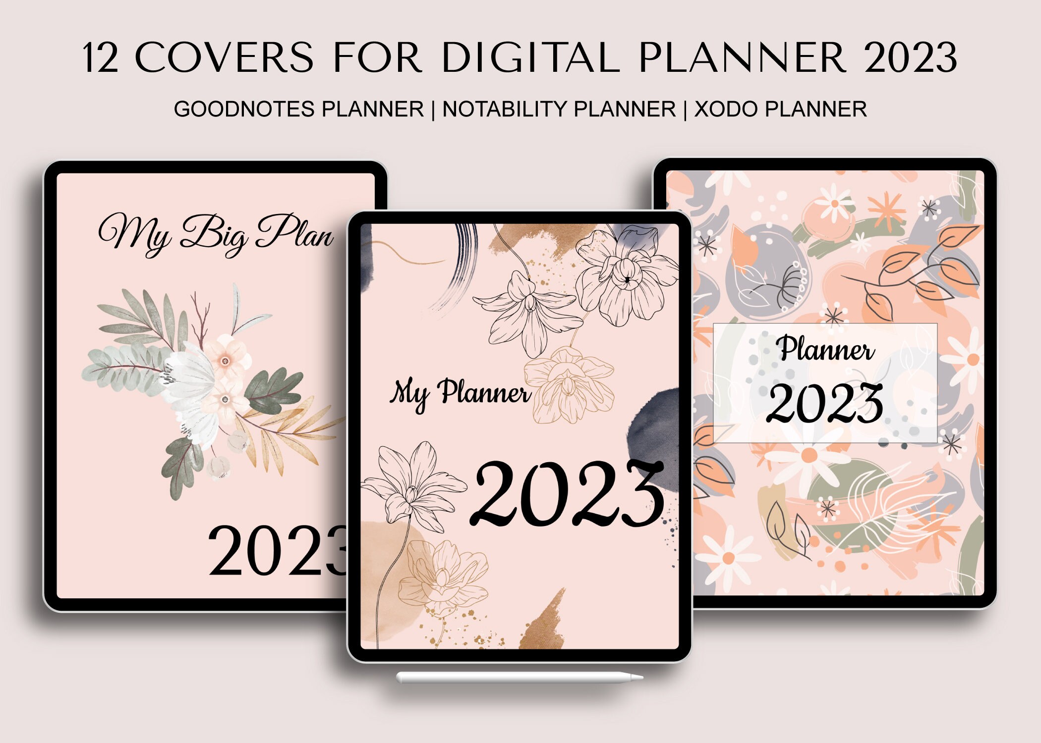 12 Digital Planner Covers, Goodnotes, Notability, Xodo, Notes Covers ...