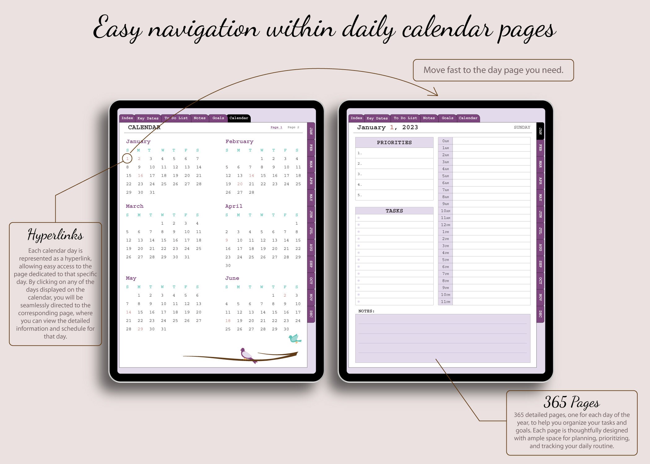 Dated Digital Purple Theme Planner 2023 Daily, Weekly & Monthly Planner ...