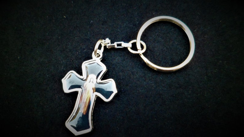 Porte Clés Croix Jésus Divin Double Face en Email et Acier | Etsy France