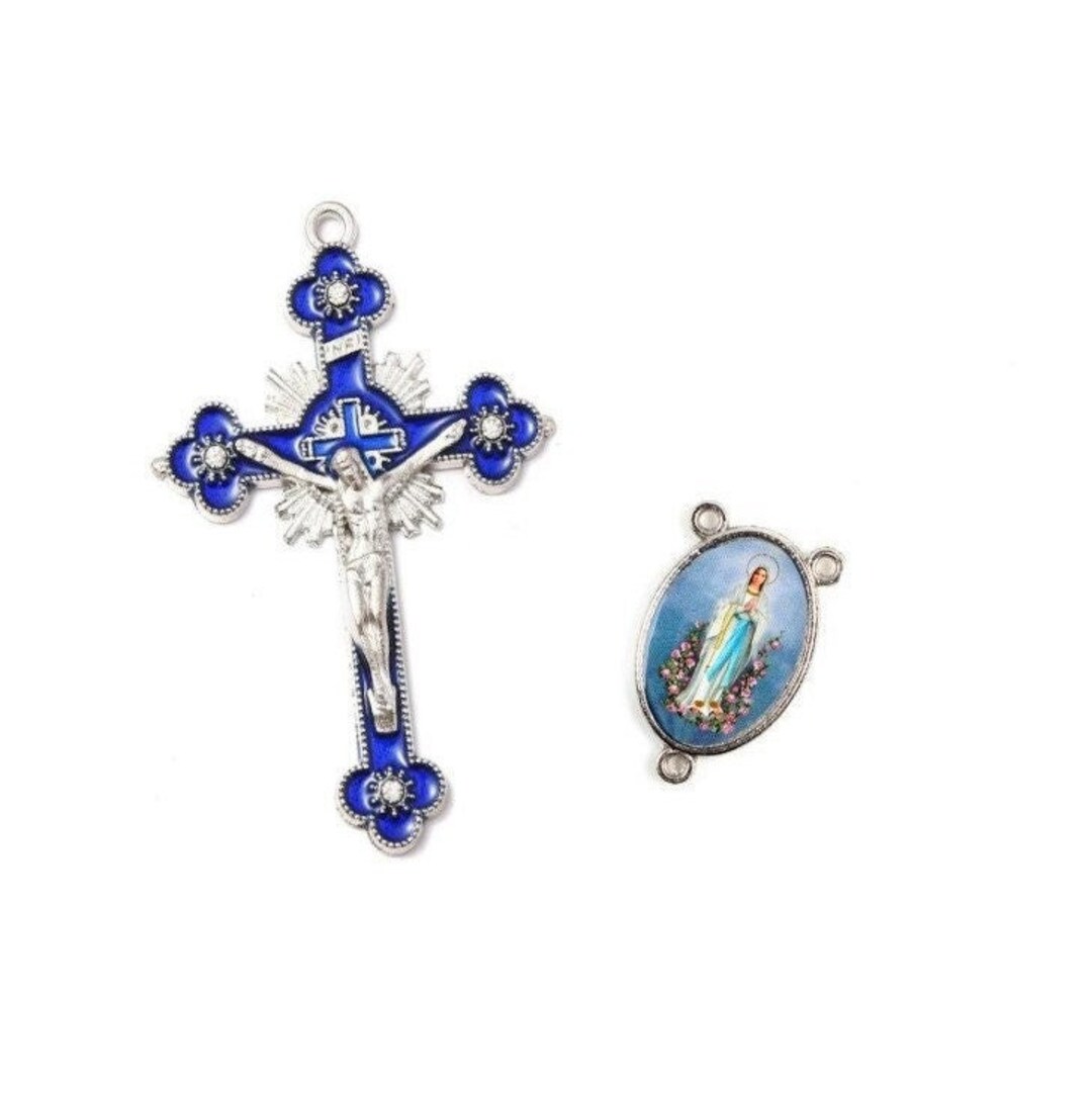 Large Set Virgin Rosary Notre Dame De Lourdes Cross With Rhinestones ...