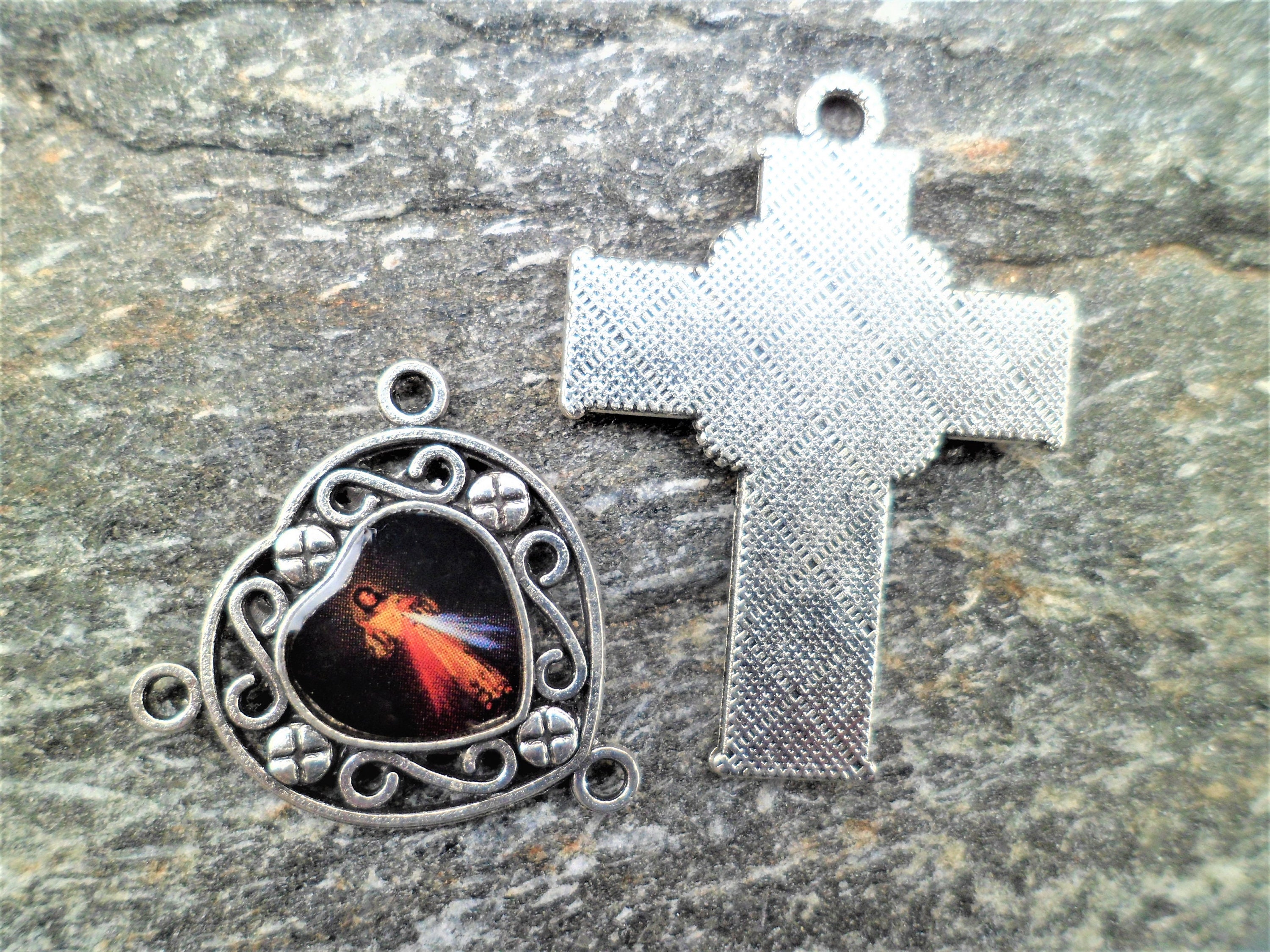 Jesus Divine Mercy Cross Center Rosary Connector 3 Links - Etsy