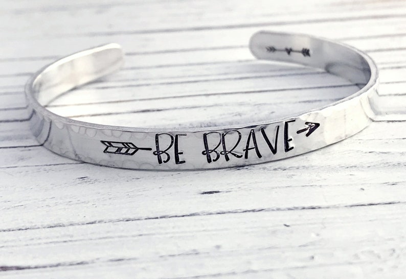 Be Brave Inspirational Aluminum Cuff Bracelet Hand Stamped | Etsy