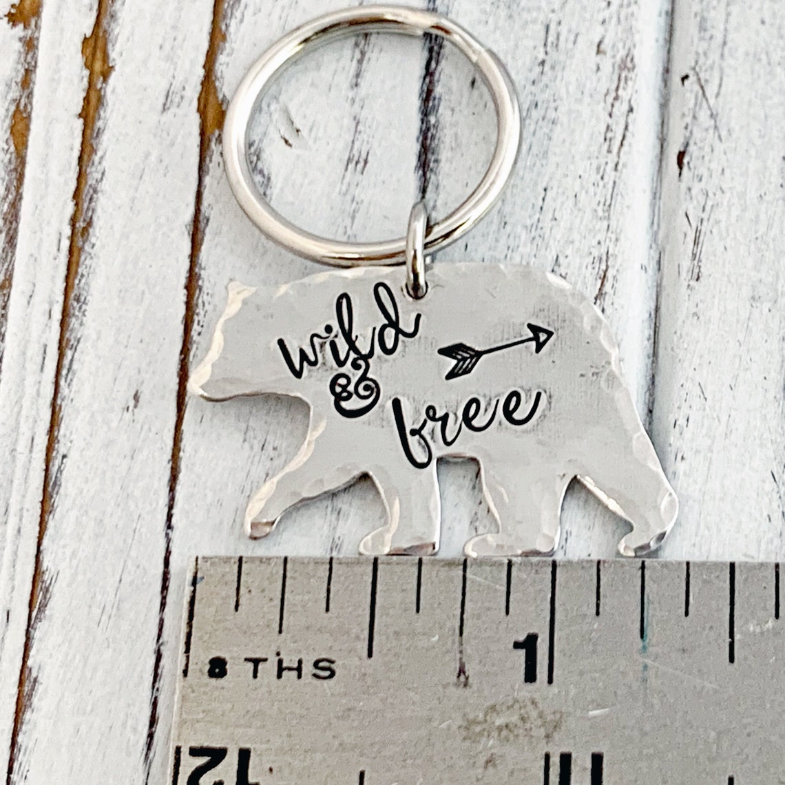 Forest Bear Hand Stamped Aluminum Key Chain / Bear Key Chain / - Etsy