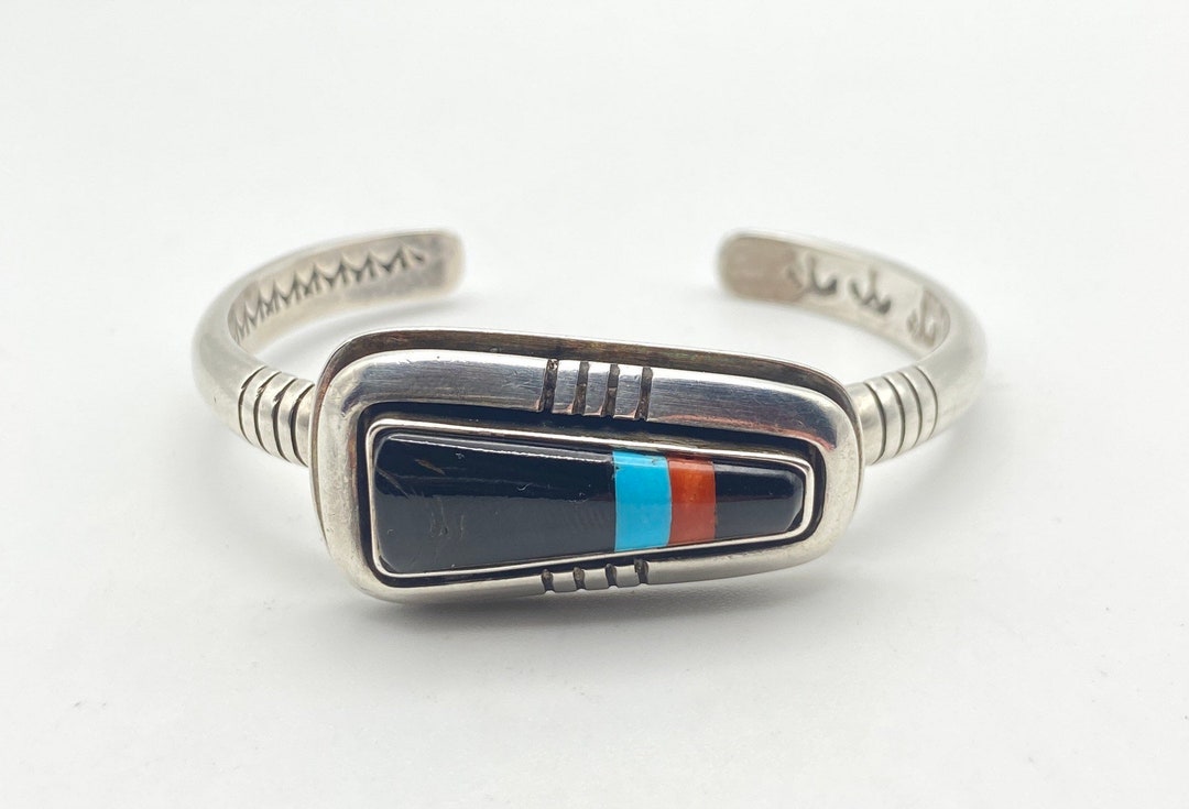 Leroy Begay Inlay Sterling Silver and Multi Stone Bracelet - Etsy