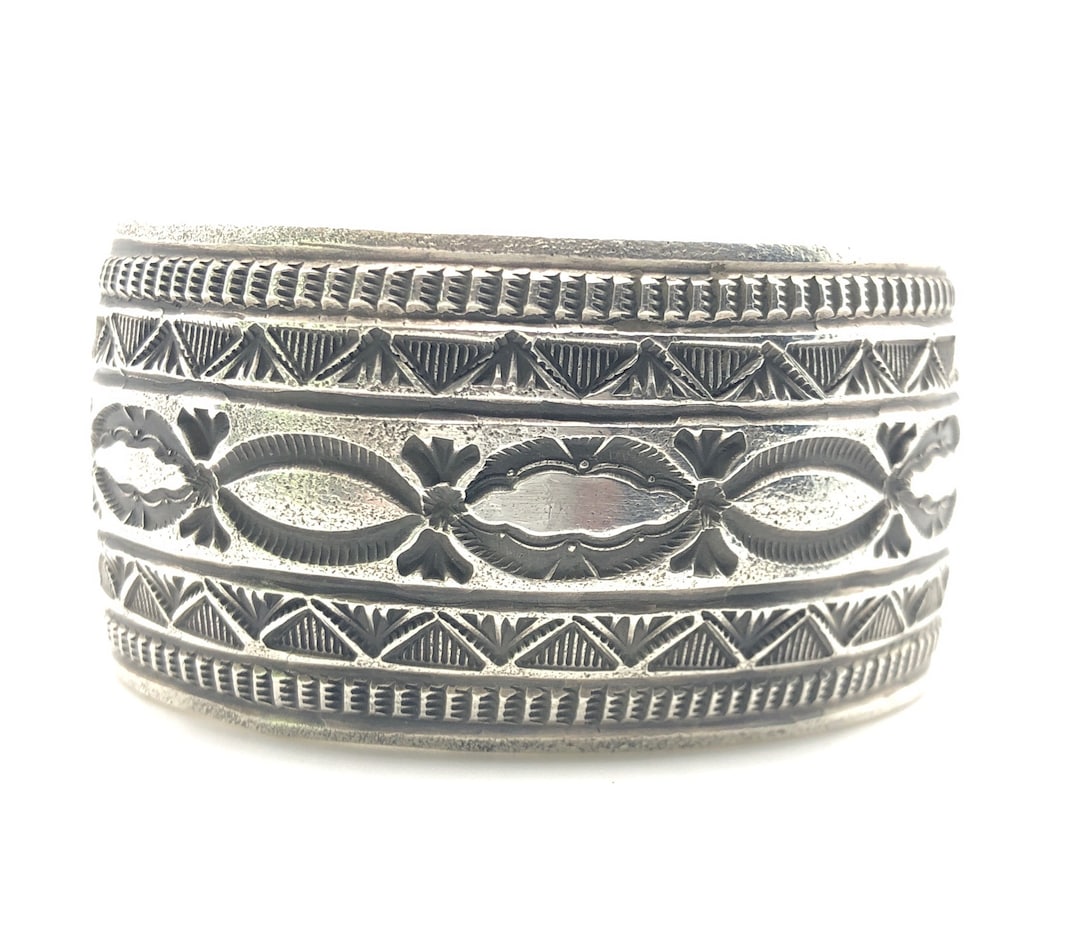 Leonard Maloney Navajo Sterling Silver Stamped Cuff Bracelet - Etsy
