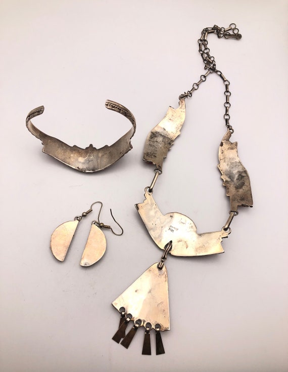 Helen Harrison Navajo Needle Point Coral Necklace Ear… - Gem