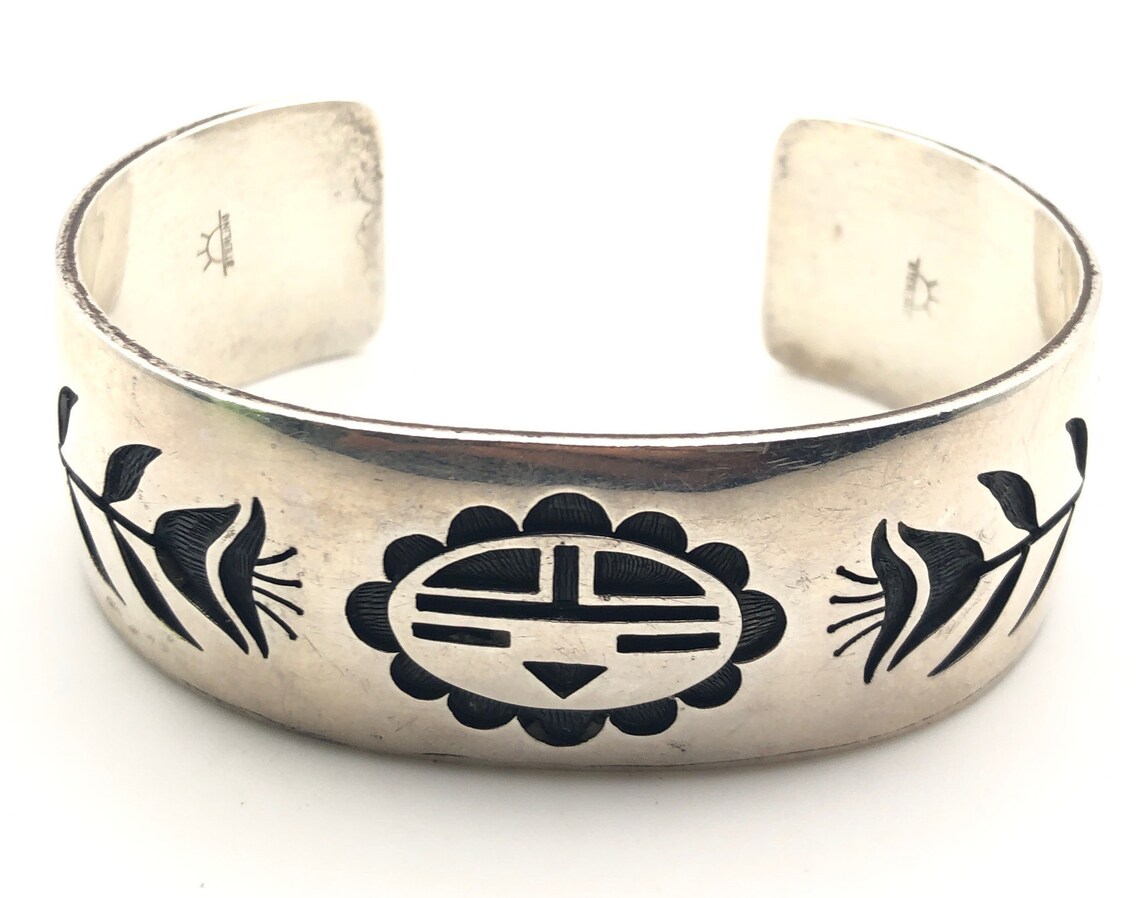 Weaver Selina Hopi Sterling Silver Overlay Cuff Bracelet - Etsy