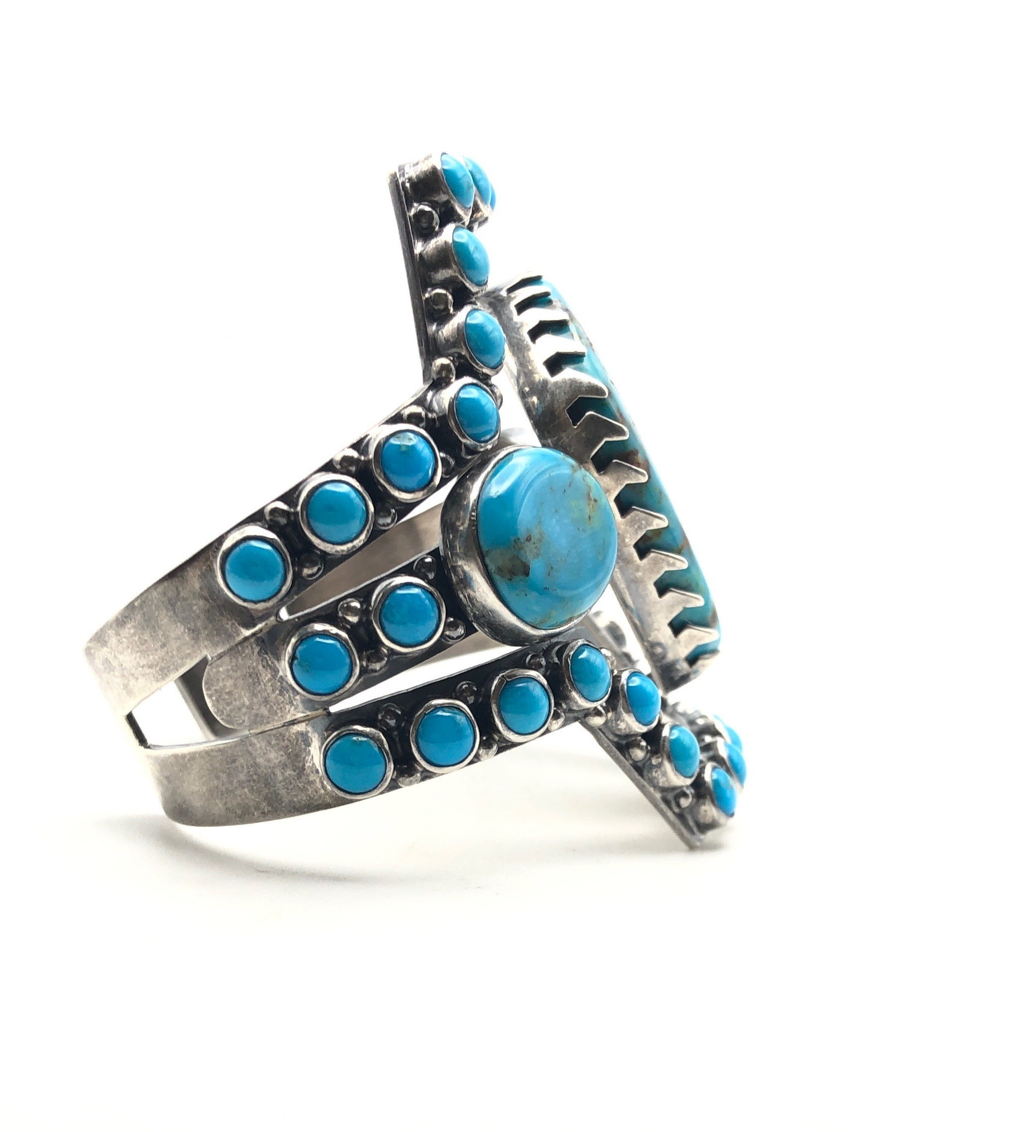 SHOWSTOPPER! Jerry Cowboy Snake Eye Turquoise and Sterling Silver Cuff ...