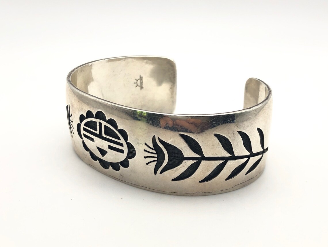 Weaver Selina Hopi Sterling Silver Overlay Cuff Bracelet - Etsy