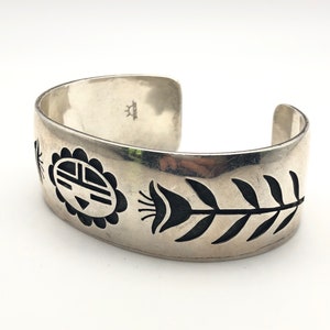 Weaver Selina Hopi Sterling Silver Overlay Cuff Bracelet - Etsy