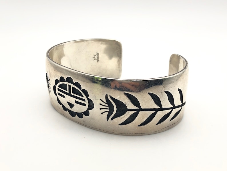 Weaver Selina Hopi Sterling Silver Overlay Cuff Bracelet - Etsy