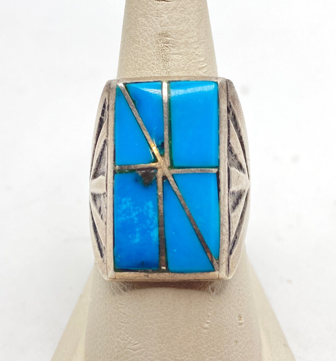 Santo Domingo, Juan Pedro Garcia Sterling Silver and Turquoise Inlay ...