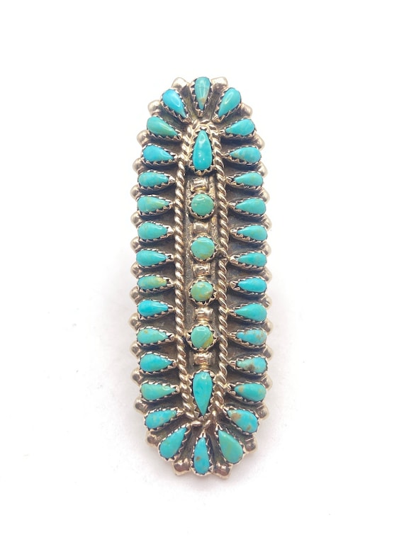 Long Turquoise Cluster Statement Ring, Sterling Silve… - Gem