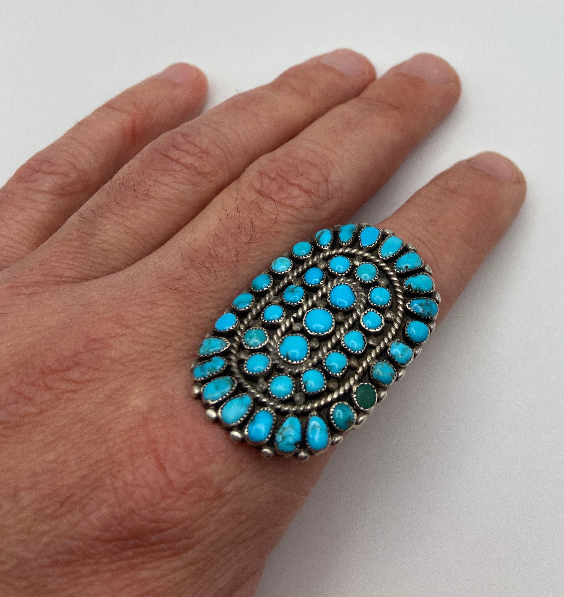 Antique Vintage 1940s-50s Zuni Turquoise and Sterling Silver - Etsy