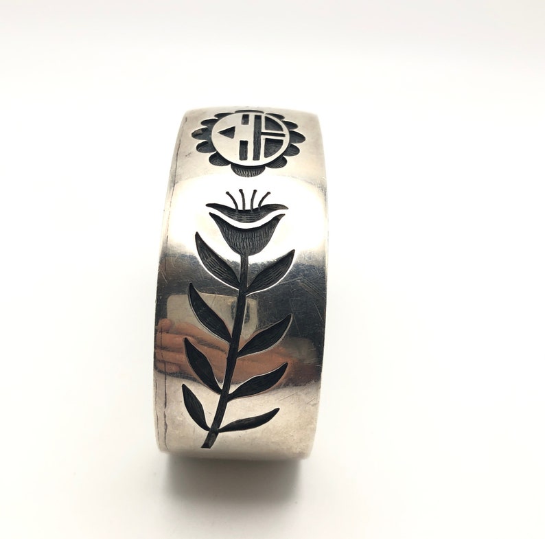 Weaver Selina Hopi Sterling Silver Overlay Cuff Bracelet - Etsy