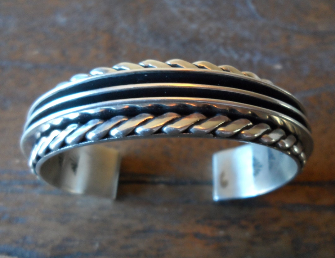 Tom Hawk Navajo Sterling Silver Channel Bracelet, Unisex Cuff - Etsy