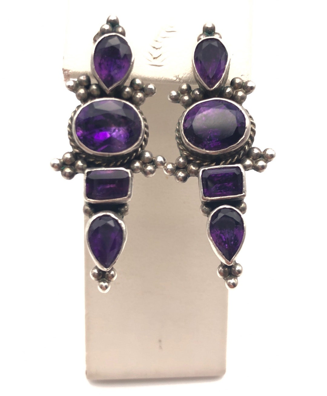 Ann Curley Navajo Sterling Silver Natural Amethyst Stud Earrings - Etsy