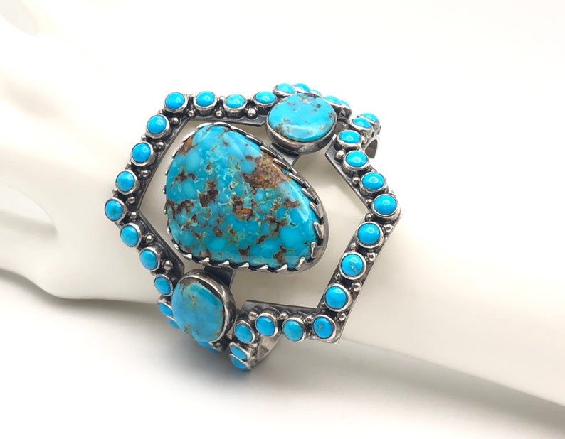 SHOWSTOPPER! Jerry Cowboy Snake Eye Turquoise and Sterling Silver Cuff ...