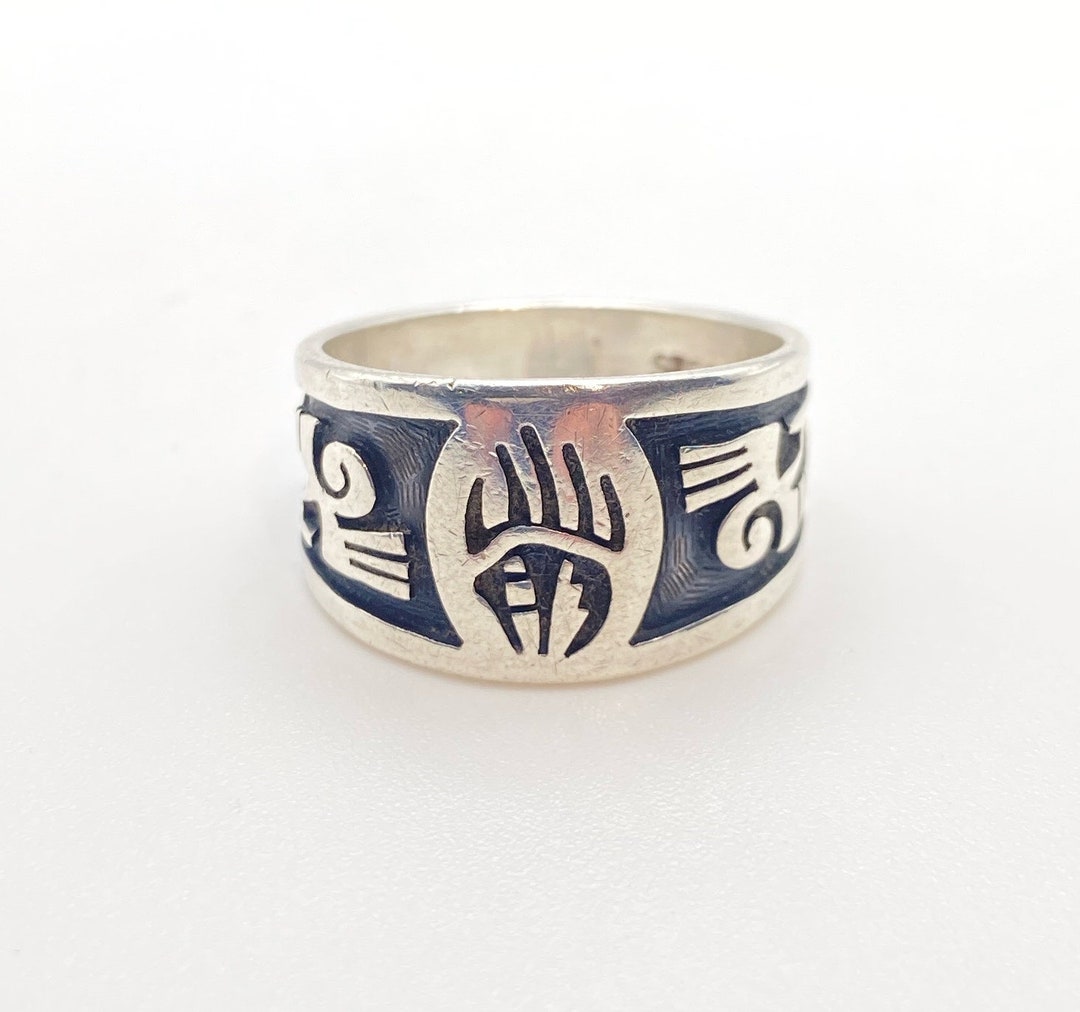 Sterling Silver Hopi Overlay Bear Paw Kokopelli Ring, Size 7-1/2 - Etsy
