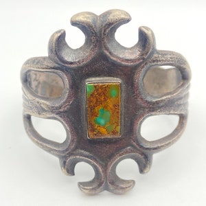 Vintage Navajo Cuff, Fred Baca Sand Cast Sterling Silver and Turquoise ...