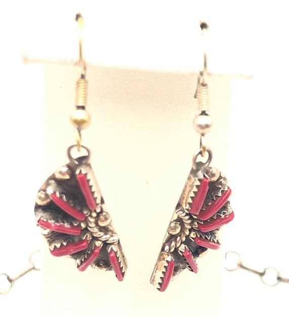 Helen Harrison Navajo Needle Point Coral Necklace Ear… - Gem