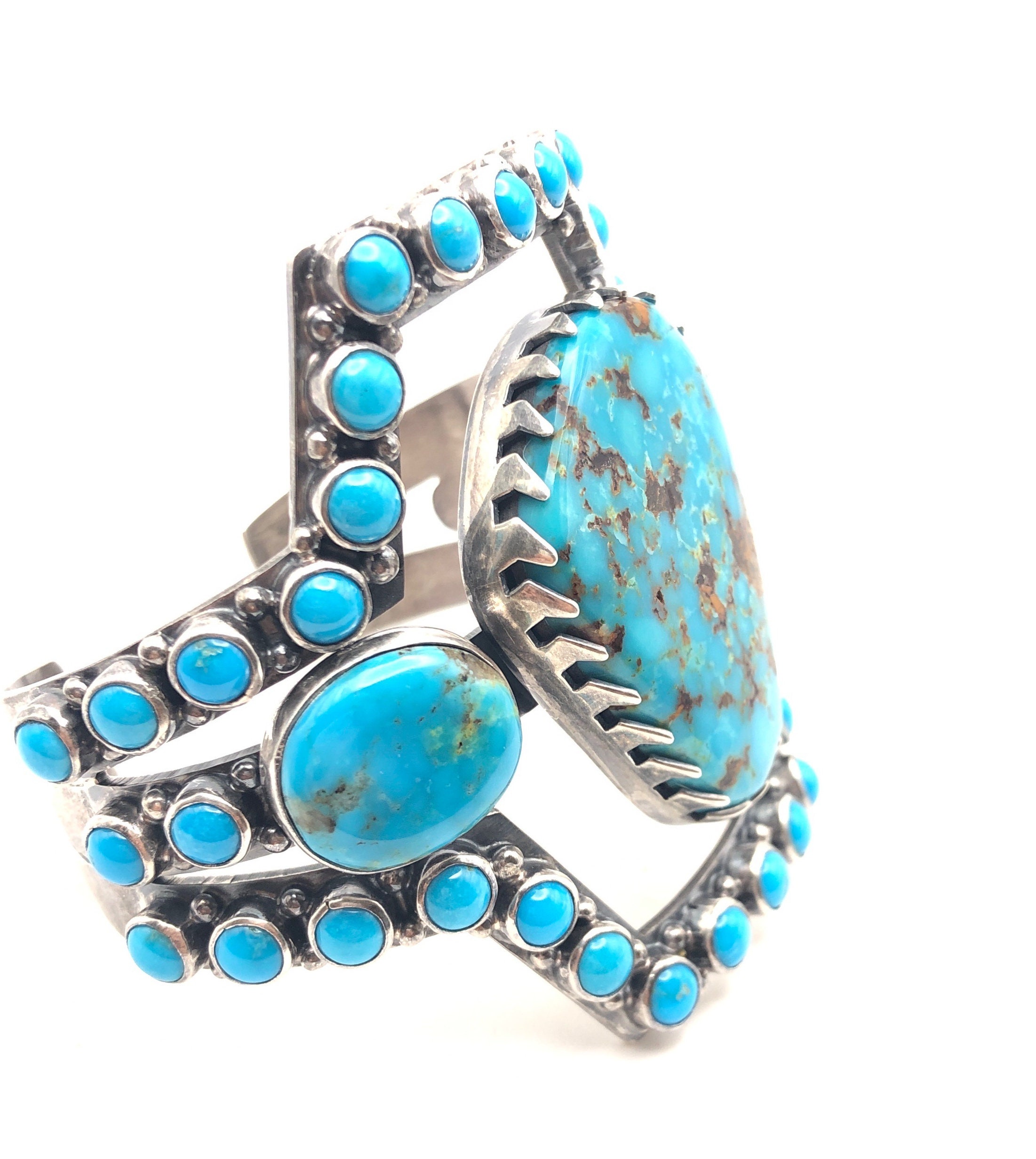 SHOWSTOPPER! Jerry Cowboy Snake Eye Turquoise and Sterling Silver Cuff ...