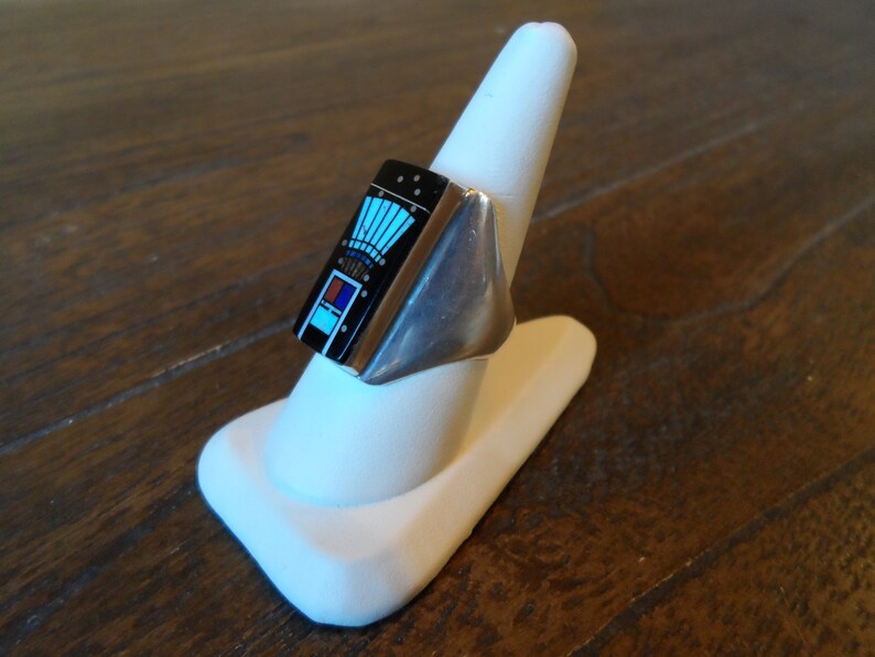 Navajo Micro Inlay Ring Clayton Tom Multi Stone and Sterling | Etsy