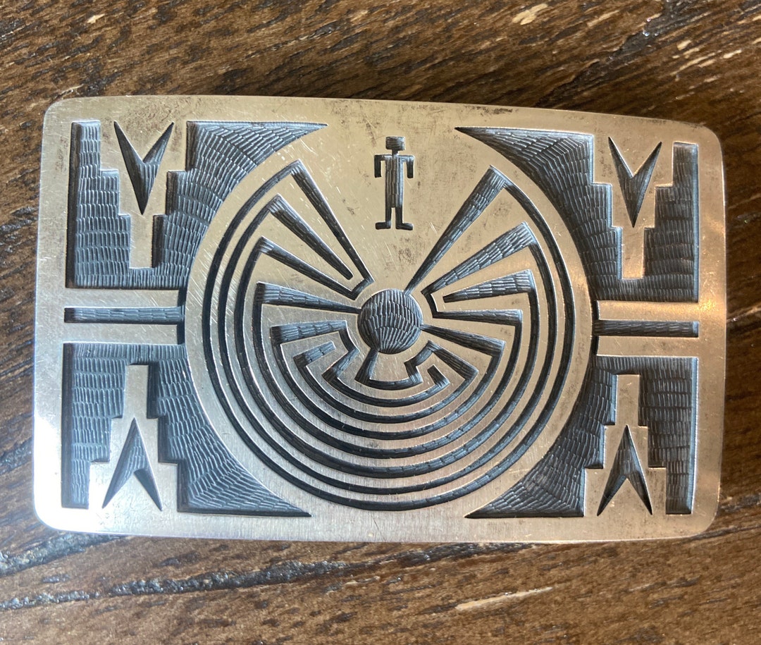 Emery Holmes Hopi Crafts “man in the Maze” Overlay Sterling Silver Belt ...