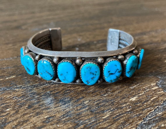 Harry H. Begay Navajo Turquoise Row and Sterling Silver Cuff - Etsy